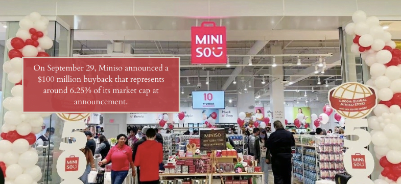 Buyback Wednesdays - MINISO Announces a $100 Million Buyback - InsideArbitrage