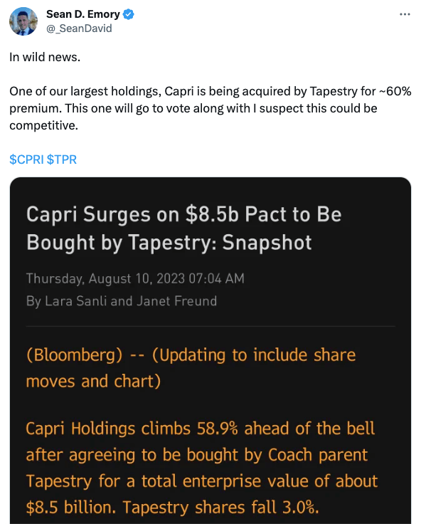 Tapestry + Capri Creates a Luxury Powerhouse - InsideArbitrage Friday ...