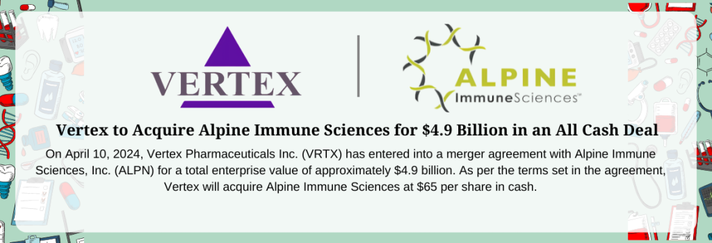 Vertex to Acquire Alpine Immune Sciences for $4.9 Billion in an All Cash Deal - InsideArbitrage