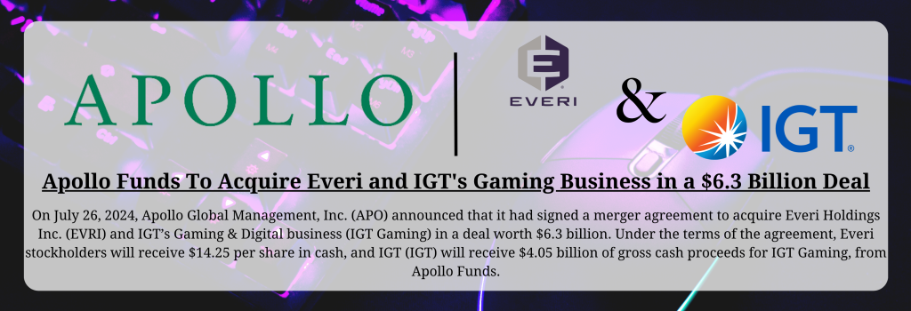 Apollo Funds To Acquire Everi Holdings and IGT's Gaming Business in a $6.3 Billion Cash Deal ...