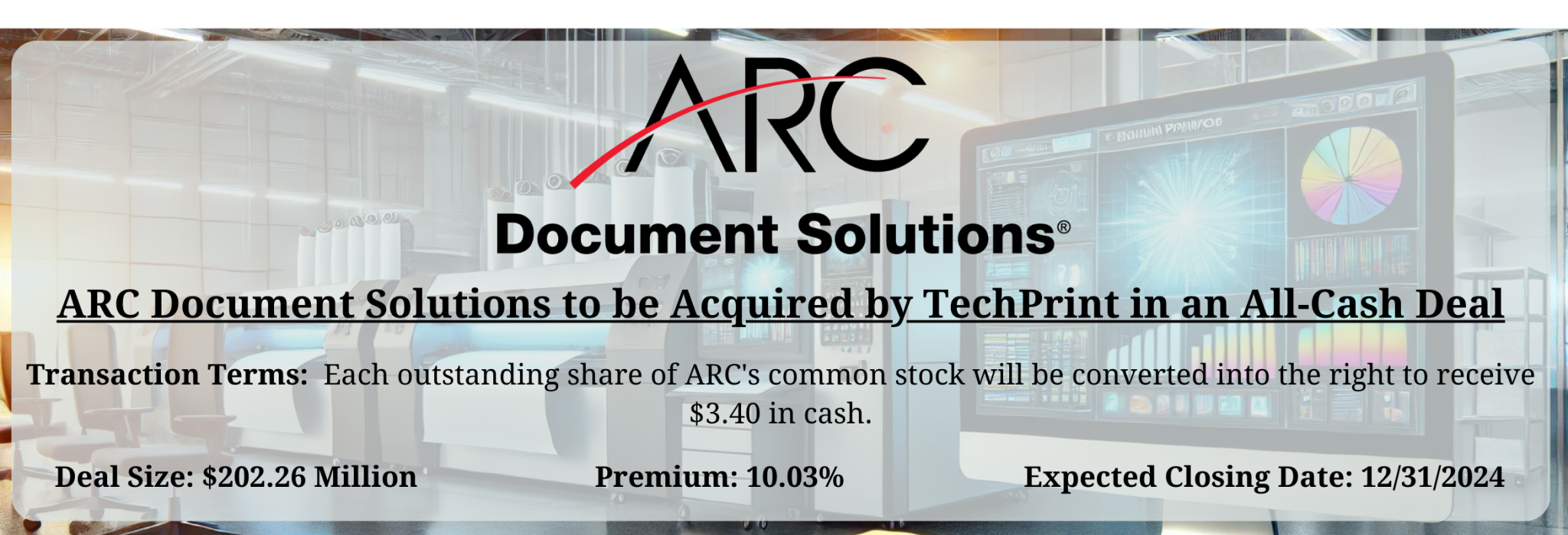 TechPrint Holdings LLC to Acquire ARC Document Solutions, Inc. in ...