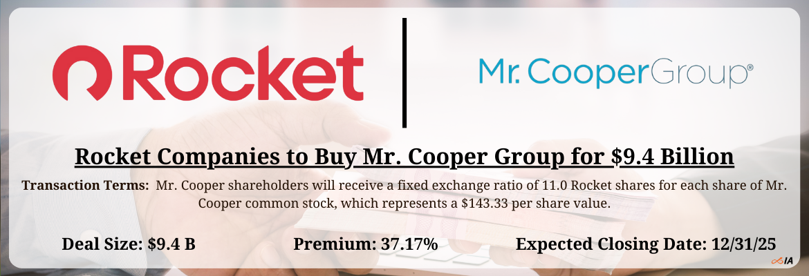 Rocket Companies to Buy Mr. Cooper Group for $9.4 Billion - InsideArbitrage